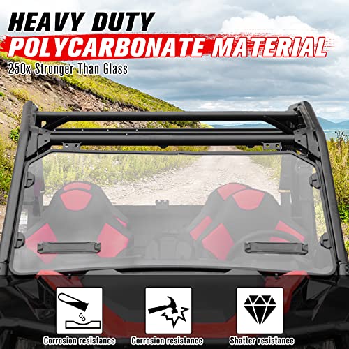 A & UTV PRO Front Full Windshield for Polaris General 1000 /General 4 1000 /XP 1000 /XP 4 1000 2016-2023, Clear Tough Hard Coated Poly Vented Window Accessories, Replace OEM # 2884337