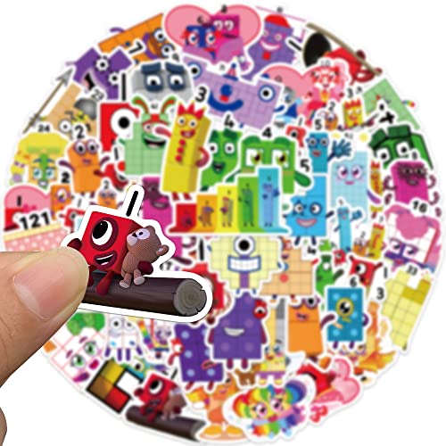 52PCS Numberblocks Stickers for Laptop and computer, Digital building blocks for children's enlightenment Waterproof Vinyl Stickers for Water Bottle Skateboard Guita Car Bumper Luggage,Cartoon Art Graffiti Decals for Kids Girls Teens Adults (Enlightenment