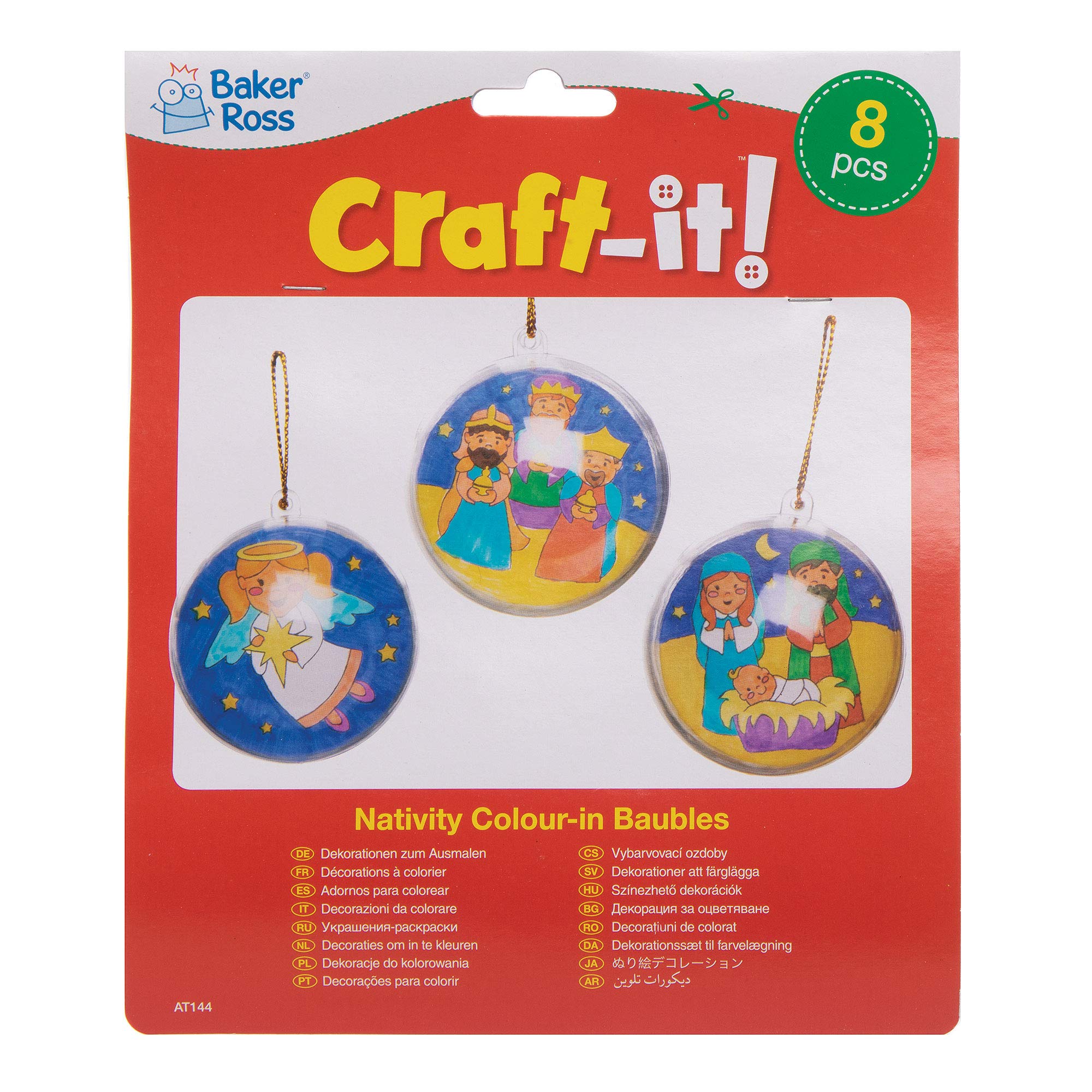 Baker Ross Ltd Nativity color In ornament Kits, Christmas Arts and Crafts (Pack of 8)