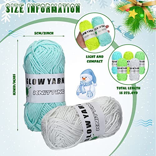 5 Rolls Glow in The Dark Yarn Luminous Crochet Yarn for Halloween Crocheting DIY Knitting Glow Fingering Weight Yarn for Arts Crafts Sewing Thread Party Supplies, 54.7 yd Per Roll (Classic Color)