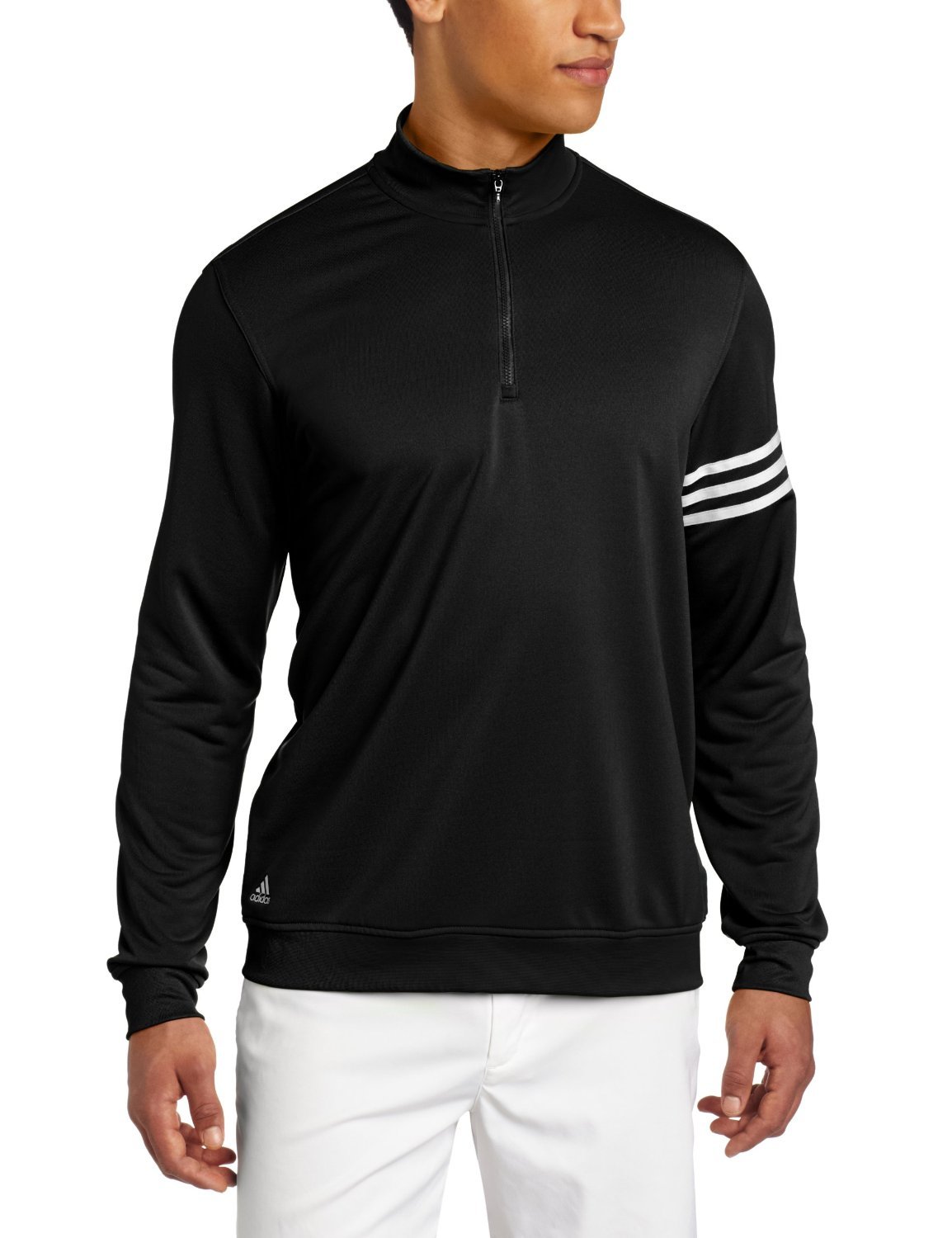 adidas Golf Men's's Climalite 3-Stripes Pullover, Black/White, Large
