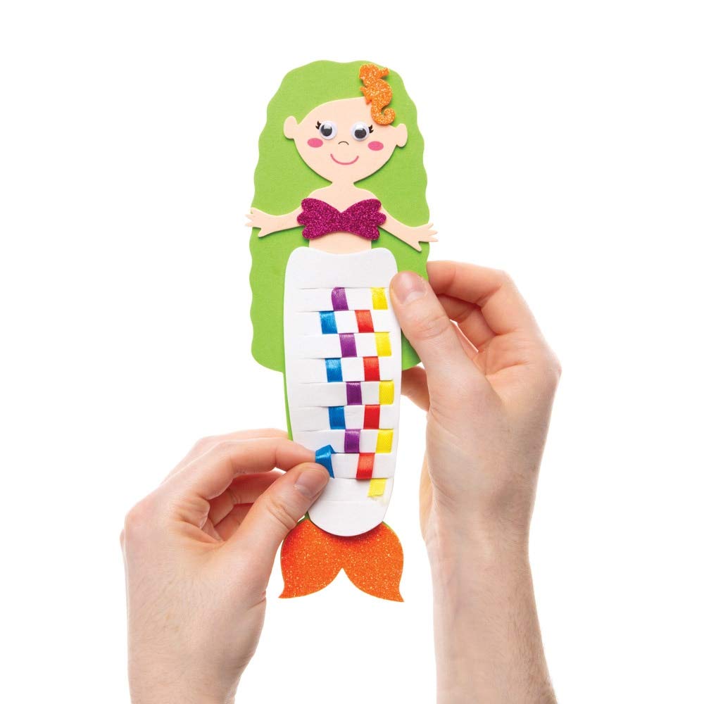 Baker Ross Mermaid Weaving Kits - Pack of 6, Introductory Sewing for Beginners and for Kids Arts and Crafts Projects (AW607), Assorted