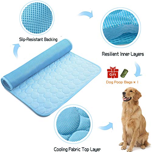 MICROCOSMOS Summer Cooling Mat & Sleeping Pad- Water Absorption Top, Waterproof Bottom, Materials Safe, Easy Carry, EZ Clean. Keep Cooling for Pets, Kids and Adults.(27"x 22") L