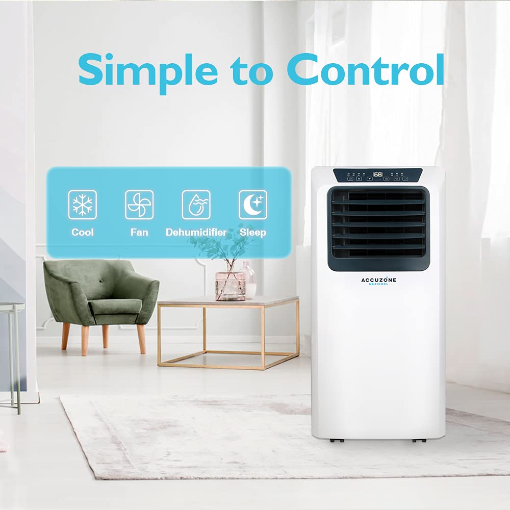 ACCUZONE Maxicool 11,000 BTU (SACC 6,000 BTU) Portable Air Conditioner 3-in-1 AC Portable, Dehumidifier, Fan for Rooms up to 350Sq ft.