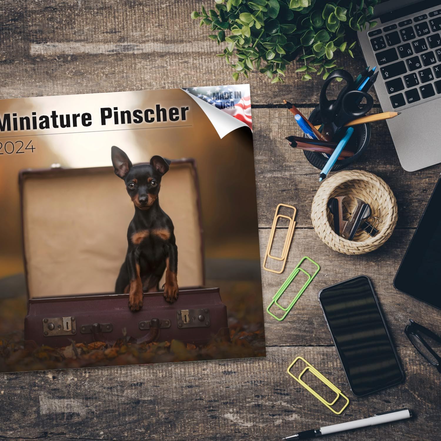 2023 2024 Miniature Pinscher Calendar - Dog Breed Monthly Wall Calendar - 12 x 24 Open - Thick No-Bleed Paper - Giftable - Academic Teacher's Planner Calendar Organizing & Planning - Made in USA