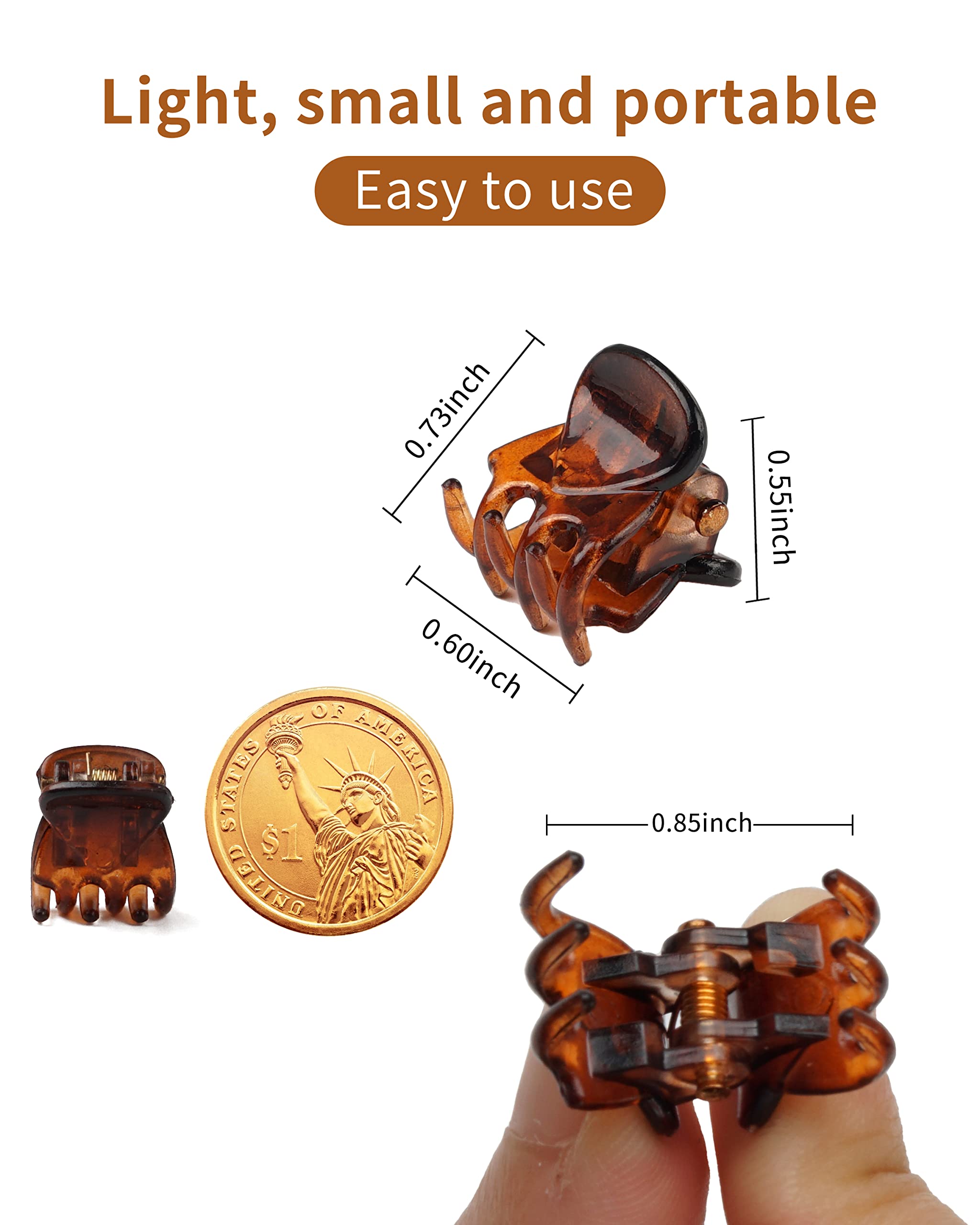 Mini Hair Clips - 72 Pcs for Women and Girls, Plastic, Small Claw Hair Clips with 3 Colors, Tiny