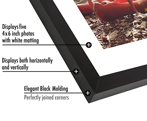 Americanflat 8x24 Collage Picture Frame in Black - Displays Five 4x6 Frame Openings - Engineered Wood Panoramic Picture Frame with Shatter Resistant Glass and Hanging Hardware Included