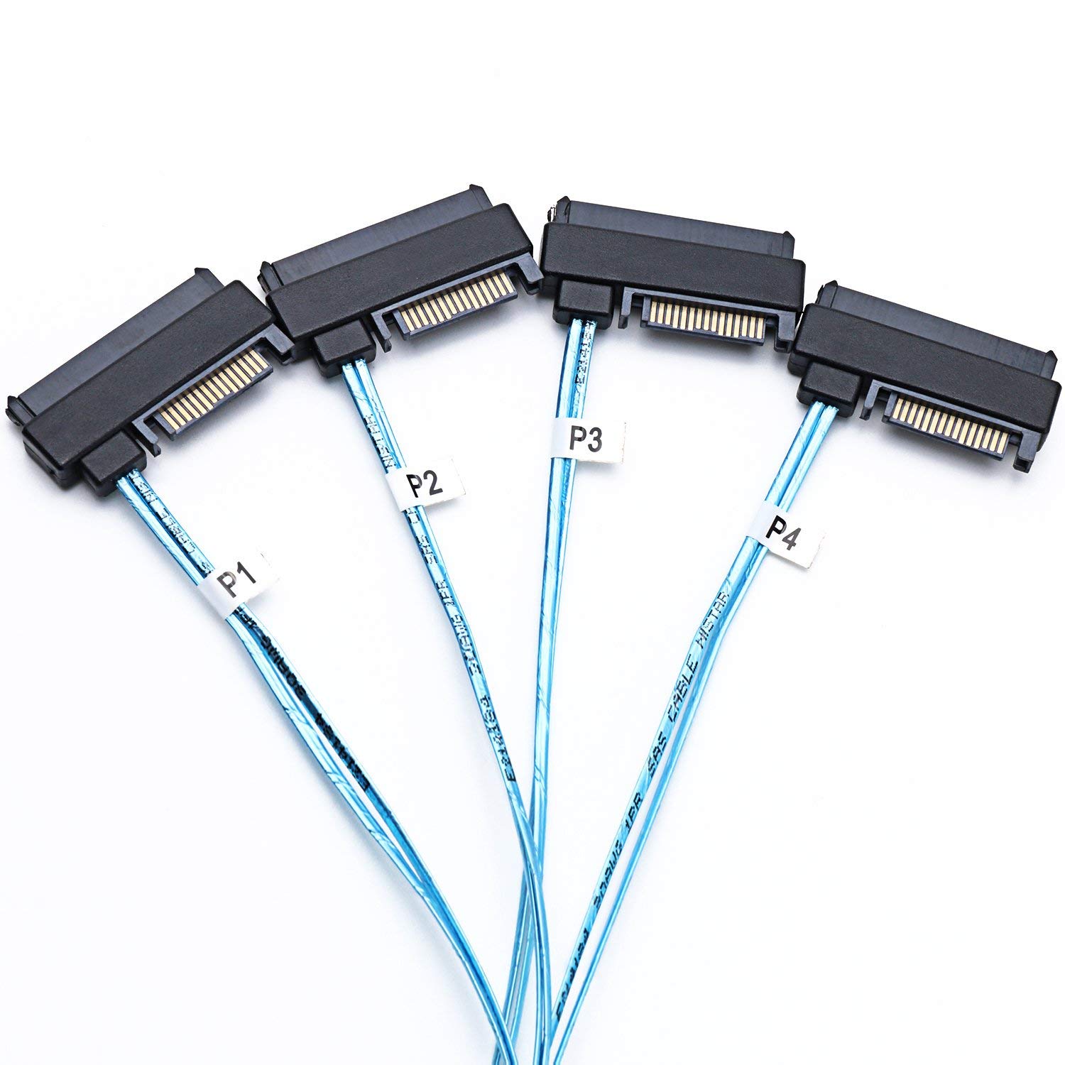 CableDeconn SFF-8643 Internal Mini SAS HD to (4) 29pin SFF-8482 connectors with SAS 15pin Power Port 12GB/S Cable (1M) (H0204)