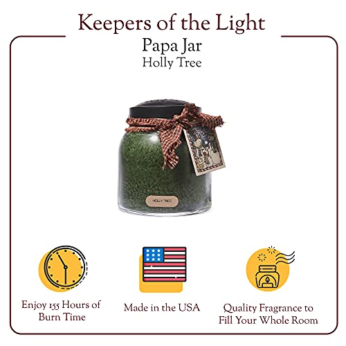A Cheerful Giver โ Holly Tree - 34oz Papa Scented Candle Jar with Lid - Keepers of the Light - 155 Hours of Burn Time, Gift for Women, Green