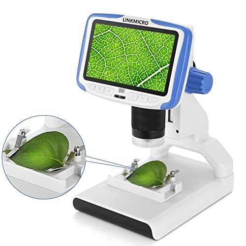 Microscope for Kids LINKMICRO 5" LCD Portable Digital Microscope 200X Microscope Kit for Kids 8-12 Photo/Video Sample Slides Included STEM Tool Gift for Boys and Girls