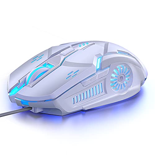 Gaming Mouse Wired, USB Computer Mice for Game & Daily, Chroma RGB Backlit, 4 Adjustable DPI Up to 3200 DPI, Comfortable Grip Ergonomic Mice for PC, Laptop, Mac, Windows (White)
