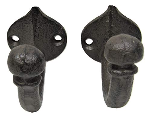 BSA Cast Iron Coat Hat Hooks 2.5 Inch Set of 2 Robe Stocking Hangers Antique Vintage Style
