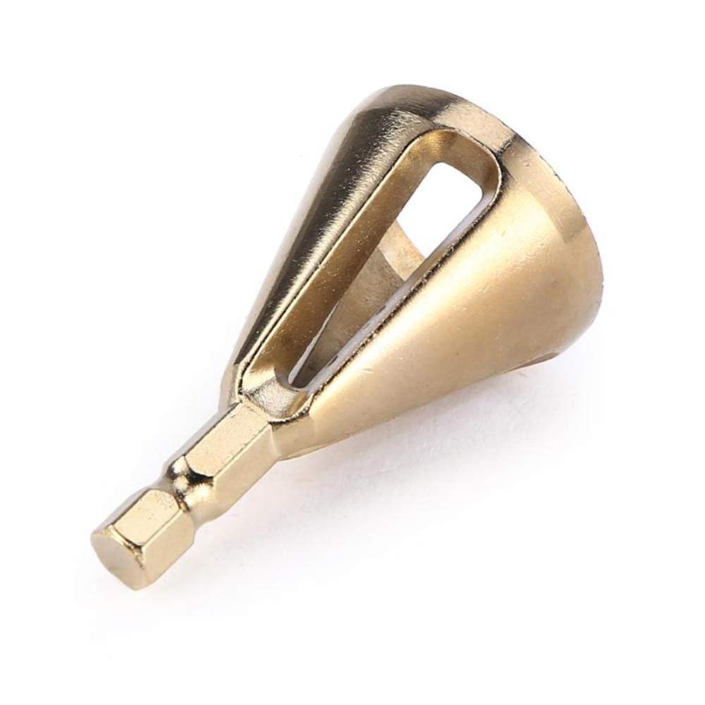 Deburring External Chamfer Tool Remove Burr Repair Drill Bit Bolt External, Quickly Repairs Damaged Bolts Deburring Outer Chamfer (Golden Hex Shank Six Slots)