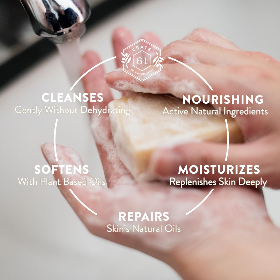 Crate 61 Organics, Handmade in Canada, Plant Based Cold Process Natural Bar Soap, With Premium Essential Oils, Dry Skin, Pack of 6 (Most Popular)
