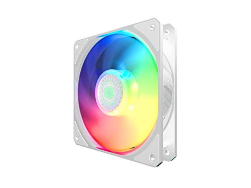 Cooler Master SickleFlow 120 ARGB Fan (White Edition) - 120mm Square Frame Fan, Air Balance Curve Blade Design, PWM Control for Computer Case & Liquid Radiator (SickleFlow 120 ARGB, White)
