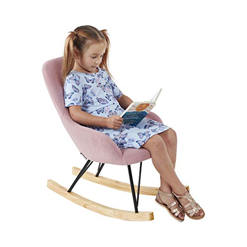 ECR4Kids Childrenâs Modern Rocking Chair, Upholstered Accent Chair for Nursery, Playroom, Bedroom and Living Room, Small Contemporary Rocker, Kids Cushioned Arm Chair, Blush