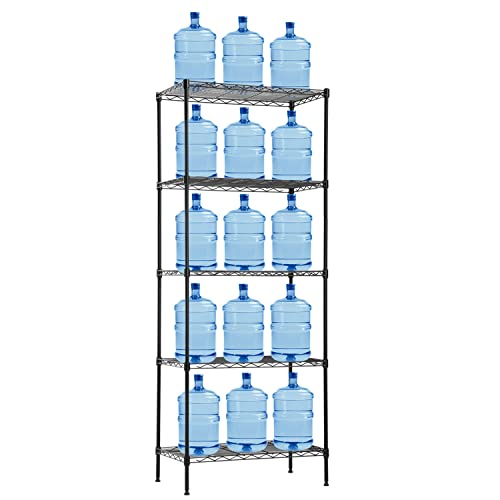 BLKMTY 5-Tier Wire Shelving Unit Metal Storage Shelf 24"x14"x60" Heavy Duty Metal Storage Rack Sturdy Wire Rack for Kitchen Bathroom Garage Shelf Pantry Organization Utility Shelves, Black