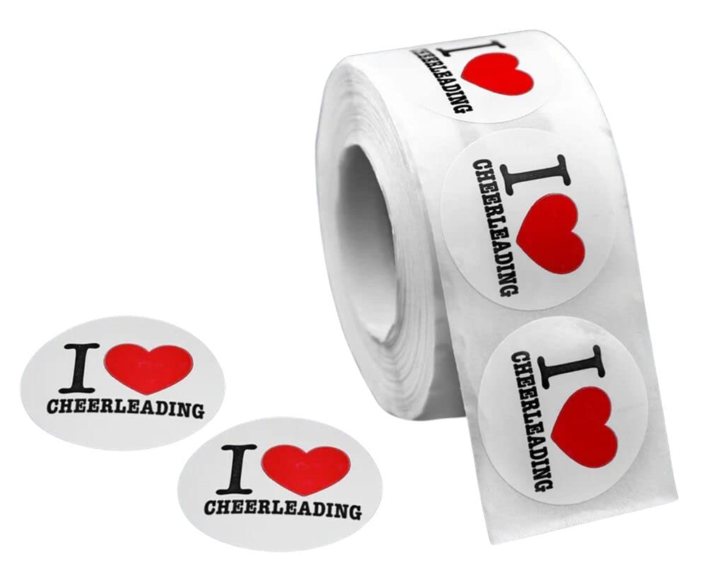 250 I Love Cheerleading Stickers – Round Cheerleading stickers for Cheerleader Planner Stickers – Perfect for Scrapbooking, DIY Arts, Craft, Cheerleader Journal, Calendars and School Events Decoration