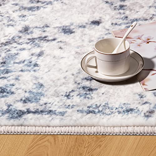Area Rug Living Room Carpet Bedroom: 8x10 Indoor Abstract Soft Fluffy Pile Large Rugs with Low Shaggy for Bedroom Dining Room Home Office Decor Under Kitchen Table Washable Blue/Gray