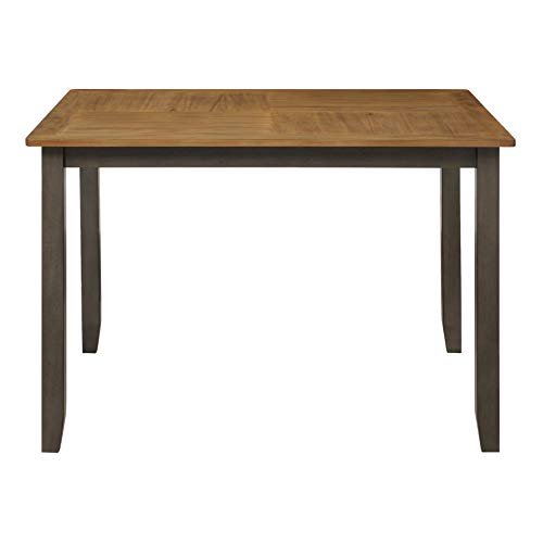 OSP Home Furnishings West Lake Dining Table Set, 5-Piece, Antique Finish Natural Top and Grey Base with Charcoal Fabric