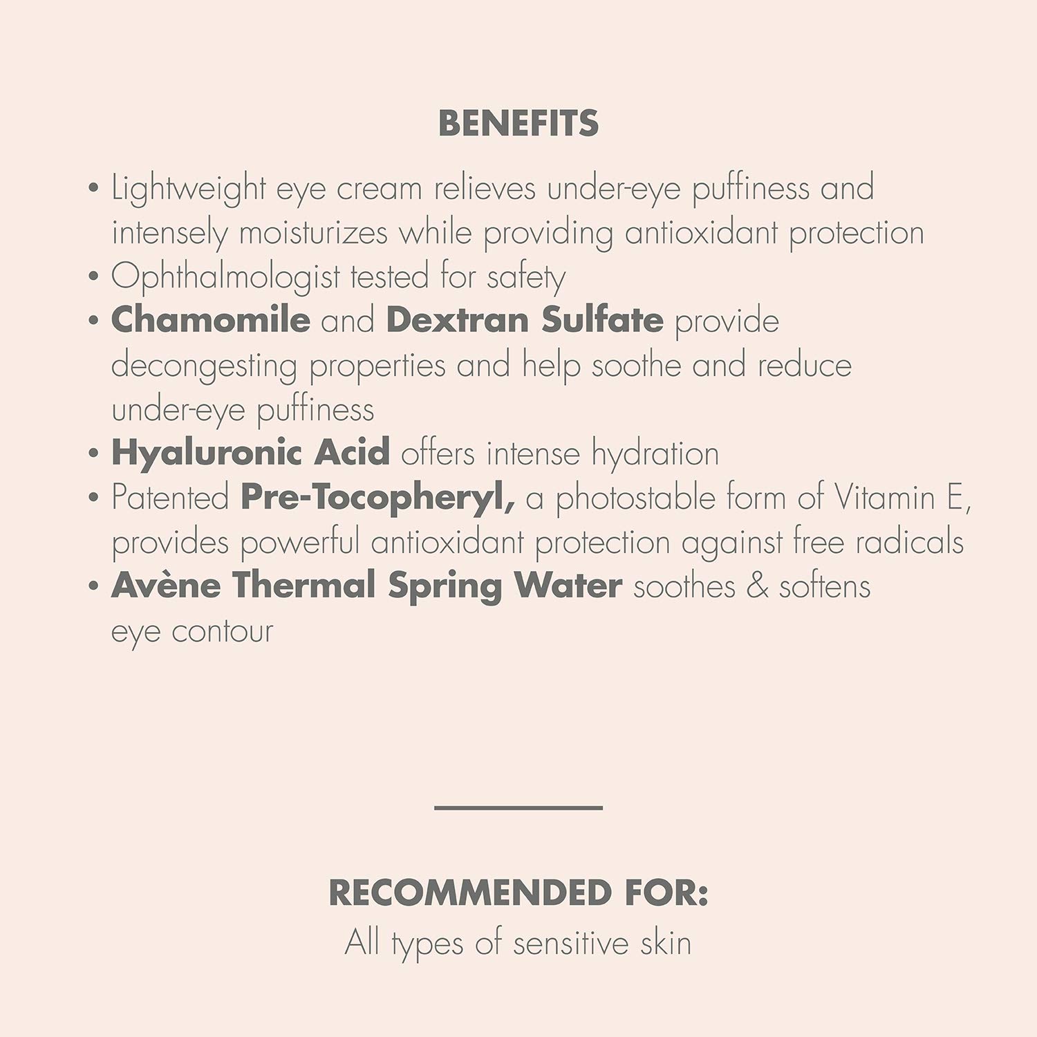 Avene Soothing Eye Contour Cream, Fragrance Free, Eczema Prone, Sensitive Skin 0.33 Oz