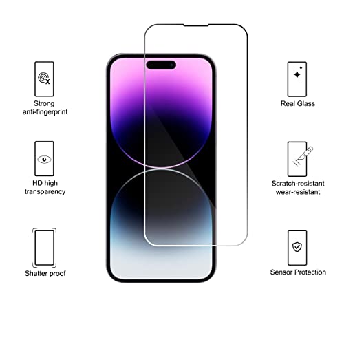Ailun Glass Screen Protector for iPhone 14/14 Pro [6.1 Inch] Display 3 Pack Tempered Glass, Sensor Protection, Dynamic Island Compatible, Case Friendly