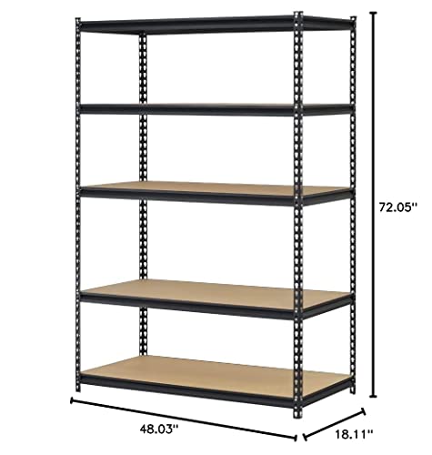 Edsal URWM184872BK Black Steel Storage Rack, 5 Adjustable Shelves, 4000 lb. Capacity, 72" Height x 48" Width x 18" Depth