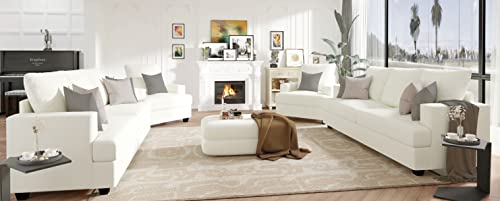 AMERLIFE Sofa, Deep Seat Sofa-Contemporary Bouclé Sofa Couch, 3 Seater for Living Room-Oversized Off-White Comfy Visit The Store 97in x 33in x 40in