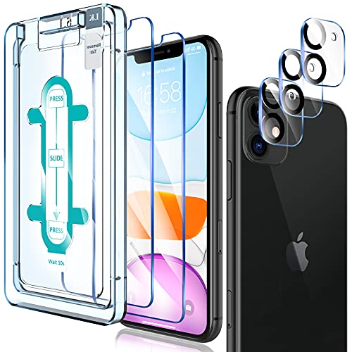 LK 6 Pack 3 Pack Screen Protector with 3 Pack Camera Lens Protector Compatible for iPhone 11 6.1-inch, Tempered Glass, Case Friendly, Easy-Installation Tool, 9H Hardness