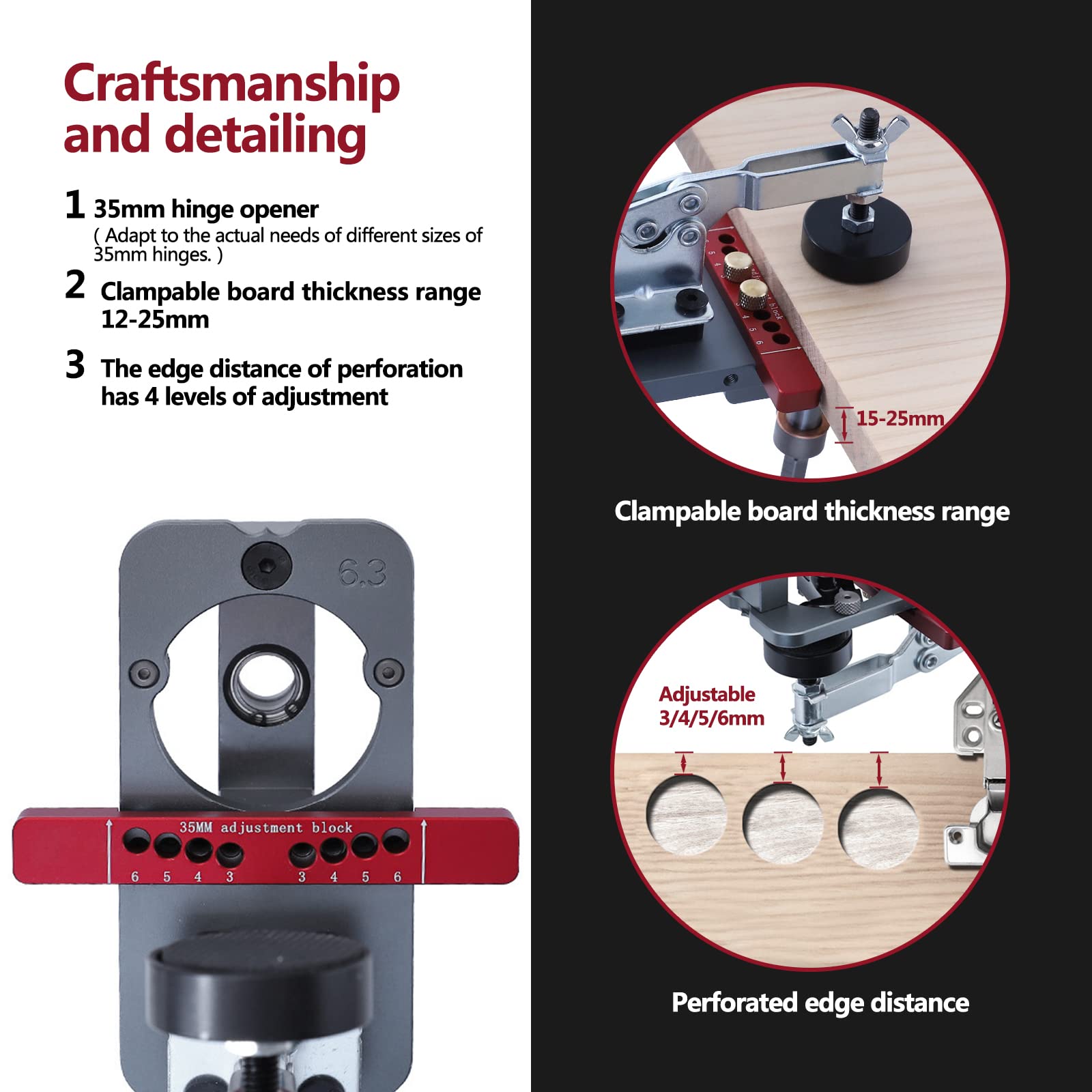 Adoles 35mm Concealed Door Hinge Jig, Accurate Locking Cabinet Hinge Jig, Aluminum Alloy Material Comes with Clamping Device for Easy Carrying and Use.…