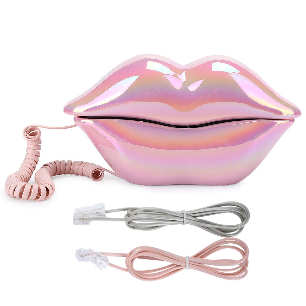 Corded Sexy Lip Telephone, Real Work Mouth Landline Phones, Wired Lip Phone for Decoration/Home/Office/Art Decor