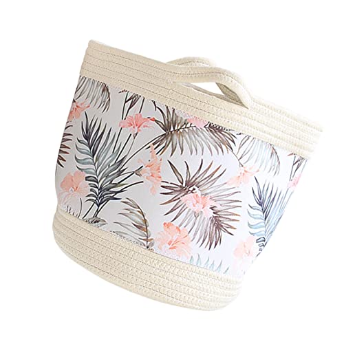 Cabilock Cotton Thread Storage Basket Storage Baskets for Shelves Woven Storage Baskets Wicker Basket Storage Bins Organizer Cotton Book Basket Picnic Hamper Decorative Woven Basket Apron