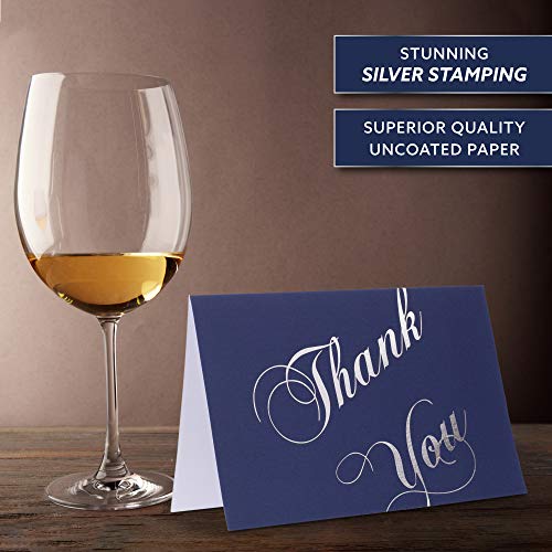 Banana Basics Thank You Cards Bulk Set w/Envelopes (72-Pack) Blank Note Cards 4 x 6 | Navy Blue With Silver Foil Stamping, | Perfect For Wedding, Bridal Shower, Baby Shower, Business, Graduation,