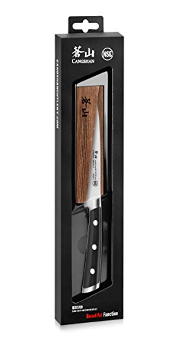 Cangshan TS Series 1020588 Swedish 14C28N Steel Forged 5-Inch Serrated Utility Knife and Wood Sheath Set