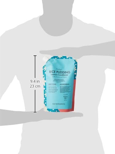 Ecoslay Rice Pudding Leave-In Conditioner for Curly & Dry Damaged Hair - Moisturizer & Detangler, Strengthens Fine Hair, Men & Women, 8oz
