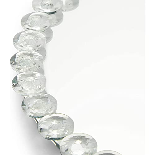 Okuna Outpost 12 in Crystal Bead Round Mirror Tray to Display Perfume, Jewelry, Candles, Bling Serving Tray for Bathroom, Living Room, Office, Vanity, Home Decor