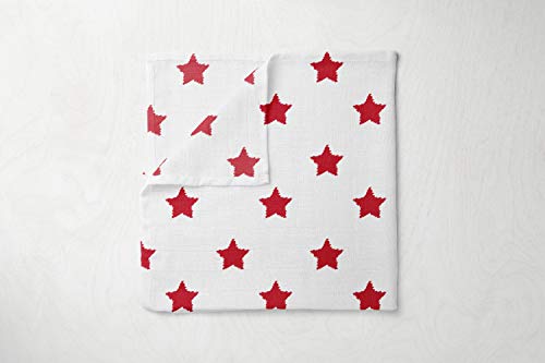 Bacati - 4 Pack Sports Baby Swaddle Blankets Boys Swaddle Wrap Soft Breathable Cotton Muslin Swaddle Blankets Receiving Blanket for Boys, Large 45 x 45 inches (Baseball Red/Grey)