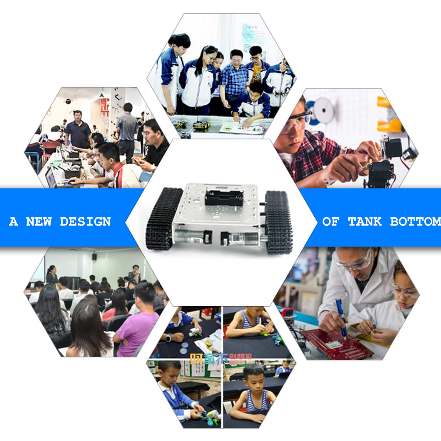YCKJ Professional Smart Tank Car Chassis with High Torque DC Motors, TP200 Remote Control Metal Robotic Platform Robot Accessories Kit for Arduino Uno, Raspberry Pie, STM32, DIY STEAM Education