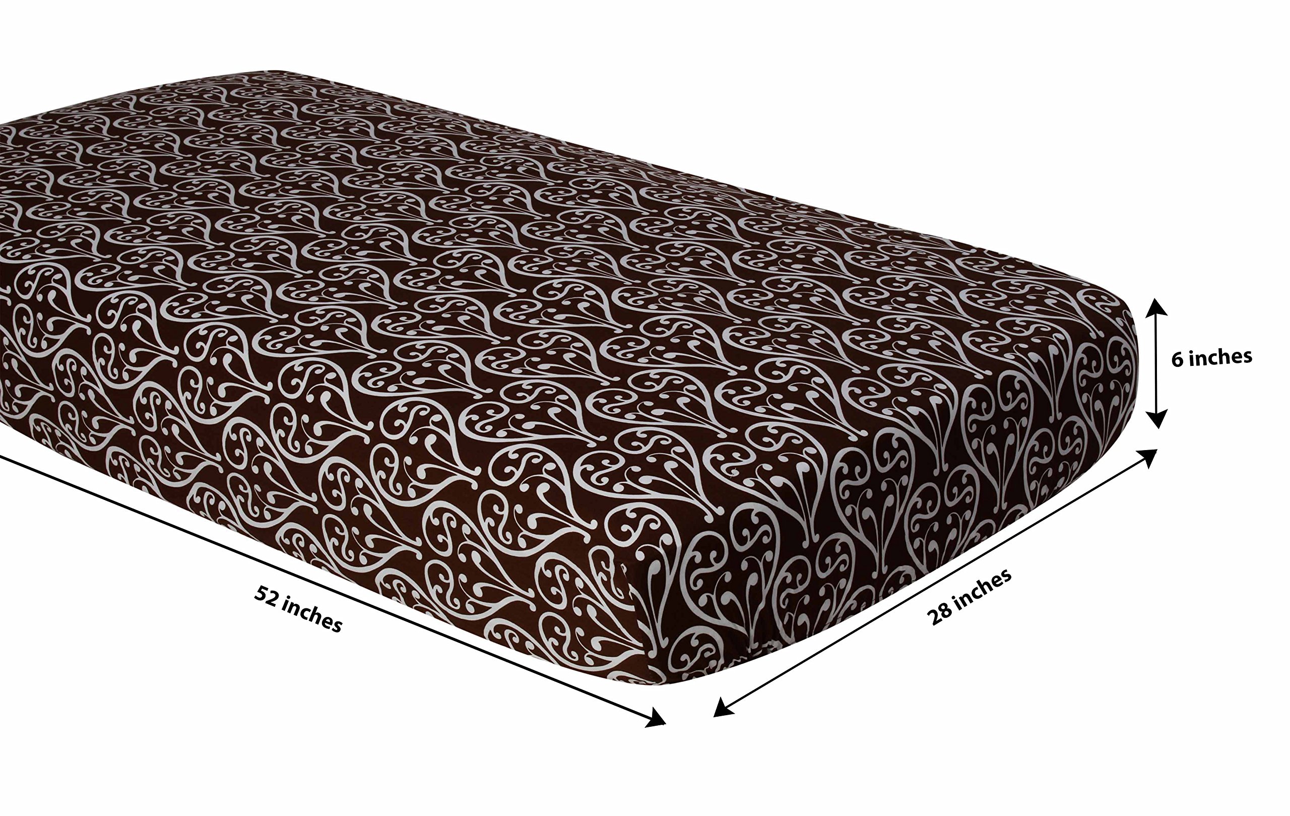 Bacati - Damask Brown/White Crib Fitted Sheet