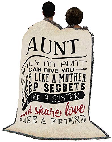 Only an Aunt Can Give You Hugs Like a Mother Blanket - Gift Tapestry Throw Woven from Cotton - Made in The USA (72x54)