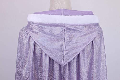 LMYOVE Princess Hooded Cape Cloaks,Princess Cape Dress-Up Play (Small, Purple)