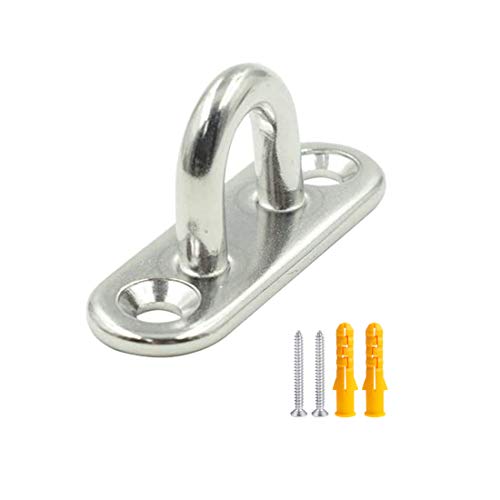Hxchen M5 Eye Plate Marine Oval Buckle Fixed Plate Seat Rope Pull Ring Oval Door Buckle 304 Stainless Steel 1.8 Inch Length - (5 Pcs)