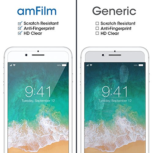 amFilm Screen Protector 4.7β for Apple iPhone 8, iPhone 7, iPhone 6S and iPhone 6, Tempered Glass 4.7β, 2 Pack