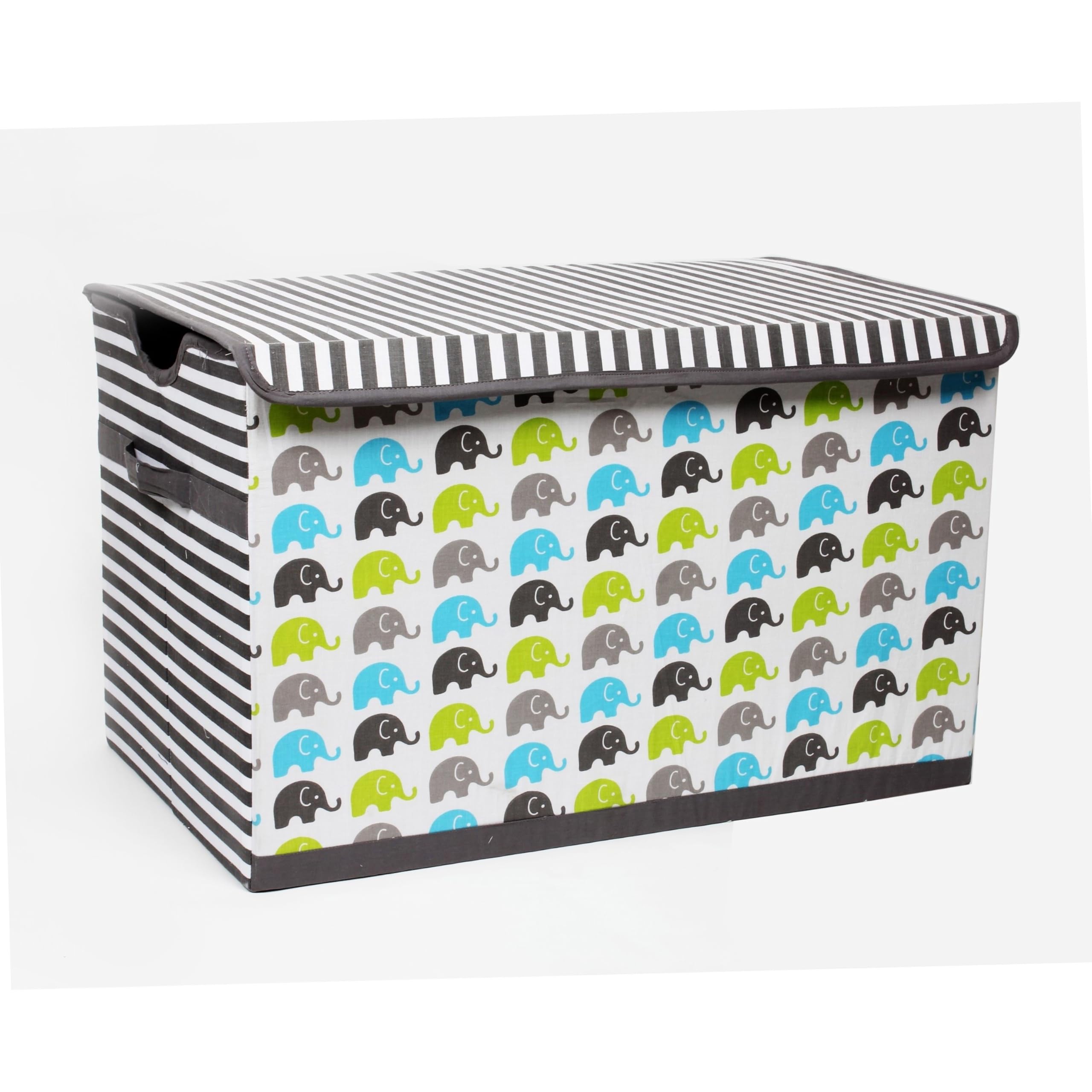 Bacati - Toy Chest Playful Elephants Aqua/Lime/Grey