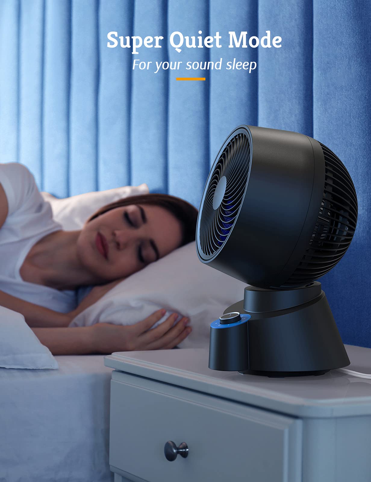 Air Circulator Whole Room Fan, Oscillating Fan, Super Quiet Powerful Wind, Energy-Saving, Table Desk Floor Fan in Bedroom ,Office with 3 Wind Speeds and Auto Oscillating