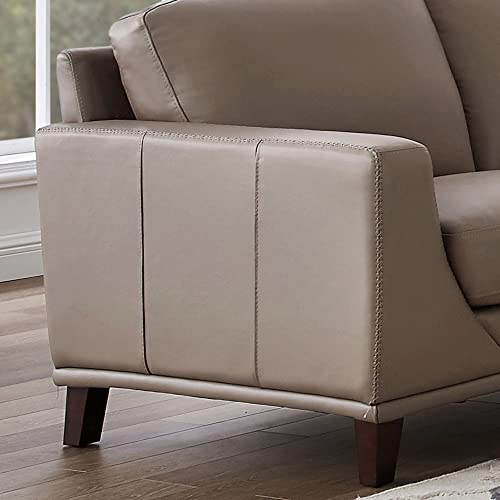Hydeline Soma Top Grain Leather Sofa Couch, 92", Taupe