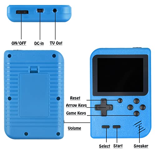 Anyando Handheld Game Console, Portable Retro Video Game Console with 500 Classical FC Games, 3.0-Inches Color Screen, 1020mAh Rechargeable Battery Support for Connecting TV and Two Players(Blue)