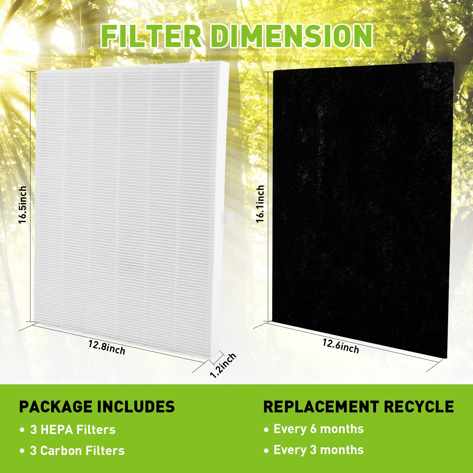 21 HEPA Replacement Filter with 3 Extra Carbon Filters for Winix C535, Winix PlasmaWave 5300, 6300, 5300-2, 6300-2, P300 Plasma wave Air Purifier, 3 HEPA Filter and 3 Carbon Filter