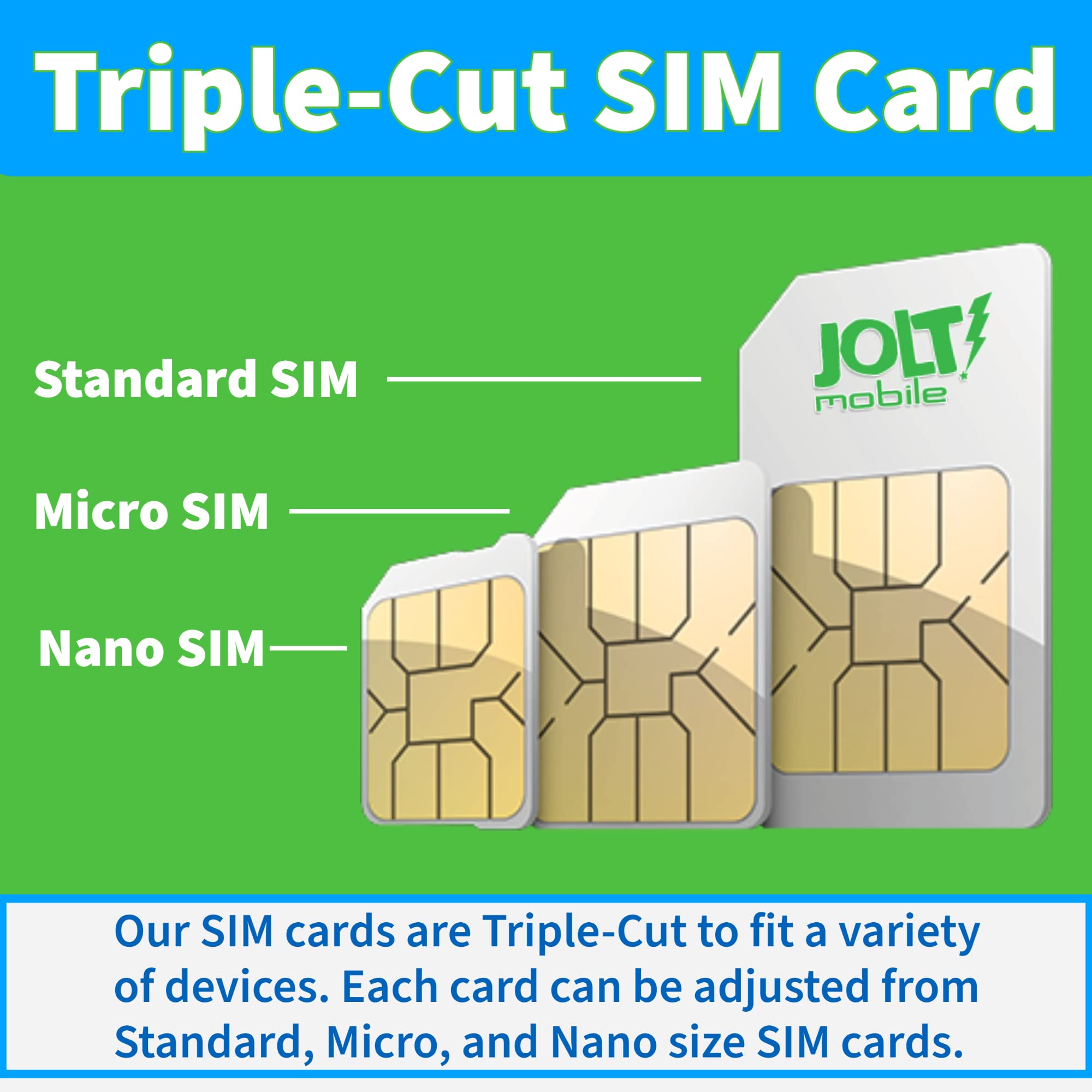 Jolt Mobile $7.50 Nationwide AT&T 5G 4G LTE Network β Wearable - Smart Watch SIM Card GPS Tracker SIM Card - 30 Day Service - Triple Cut SIM - Voice-Data - SMS No Contract