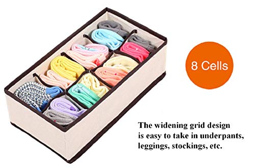 Bofoho Underwear Organizer, 4 PCs Foldable Closet Dresser Drawer Organizer for Clothes, Lingerie, Bra, Panty, Sock, Tie and Belt Storage (Beige)